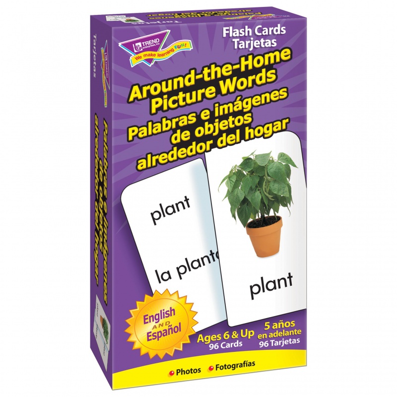 Around-the-Home Picture Words Skill Drill Flash Cards, English/Spanish