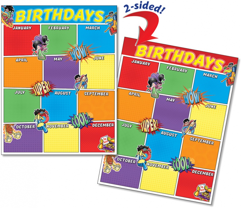 Birthday Superhero Chart for Classroom Community | All Grades