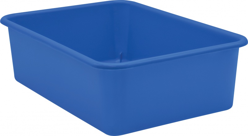 Blue Large Plastic Storage Bin 16" X 11" X 5"