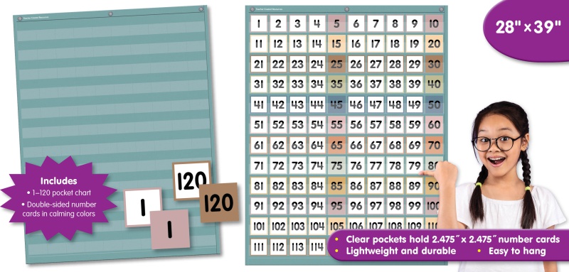 1-120 Number Pocket Chart with Cards | Math Number Sense