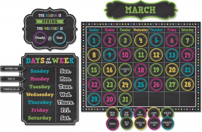 Chalkboard Brights Calendar Bulletin Board Set – Teacher Created Resources