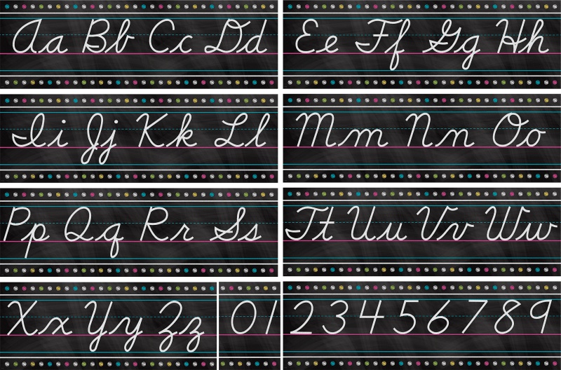 Chalkboard Brights Cursive Alphabet Line – Teacher Created Resources