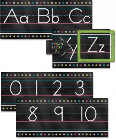 Chalkboard Brights Manuscript Alphabet Line Bulletin Board Set