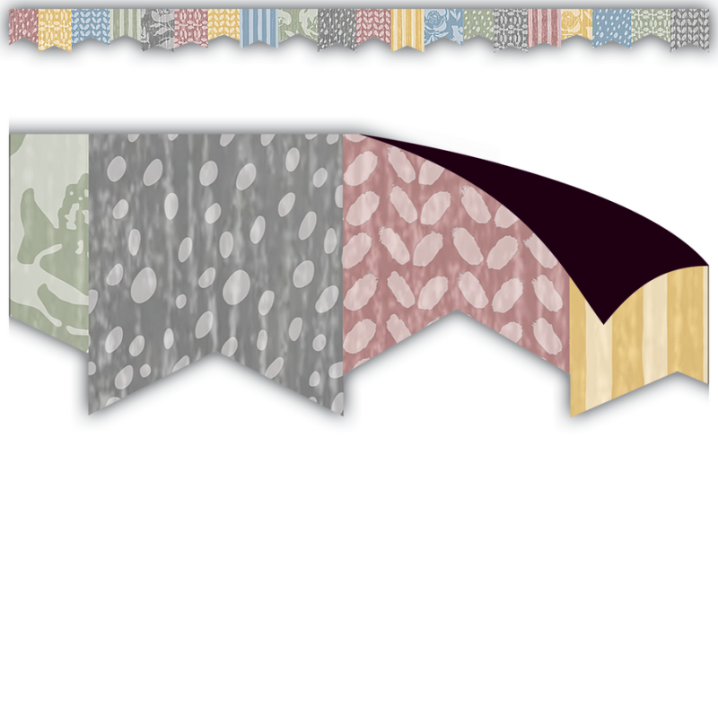 Cottage Pennants Magnetic Border for Classroom Decor