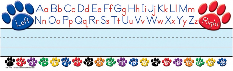 Colorful Paw Prints Left/Right Alphabet Name Plates