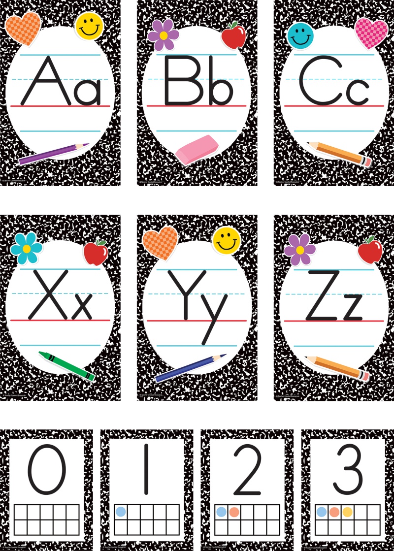 Composition Alphabet & Number Bulletin Board Set | All Ages