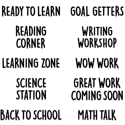 School Time Punch-Out Phrases for Classroom Decor | All Ages