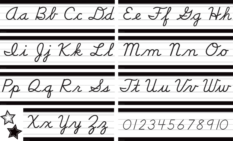 Cursive Alphabet Line Black and White