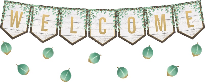 Eucalyptus Welcome Pennant Bulletin Board Set – Teacher Created Resources