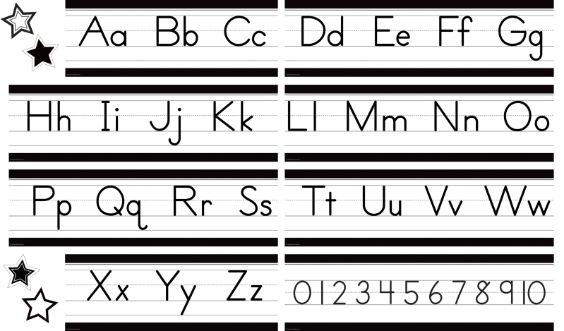 Manuscript Alphabet Line Black and White