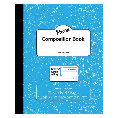 Marble Composition Book, Grade 2, Blue, 3/4" Ruled w/Red Baseline