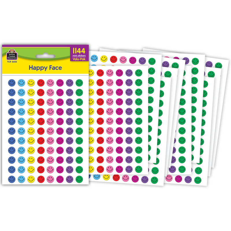 Mini Happy Face Stickers for Student Rewards | All Grades
