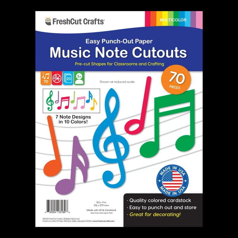 Music Notes Multicolor Paper Cutout