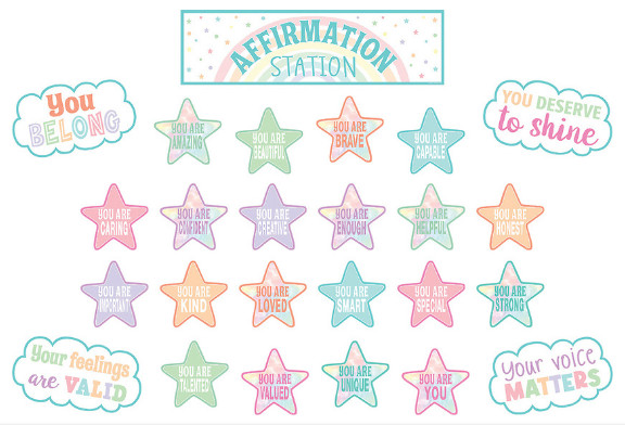 Pastel Pop Positive Affirmations Mini Bulletin Board