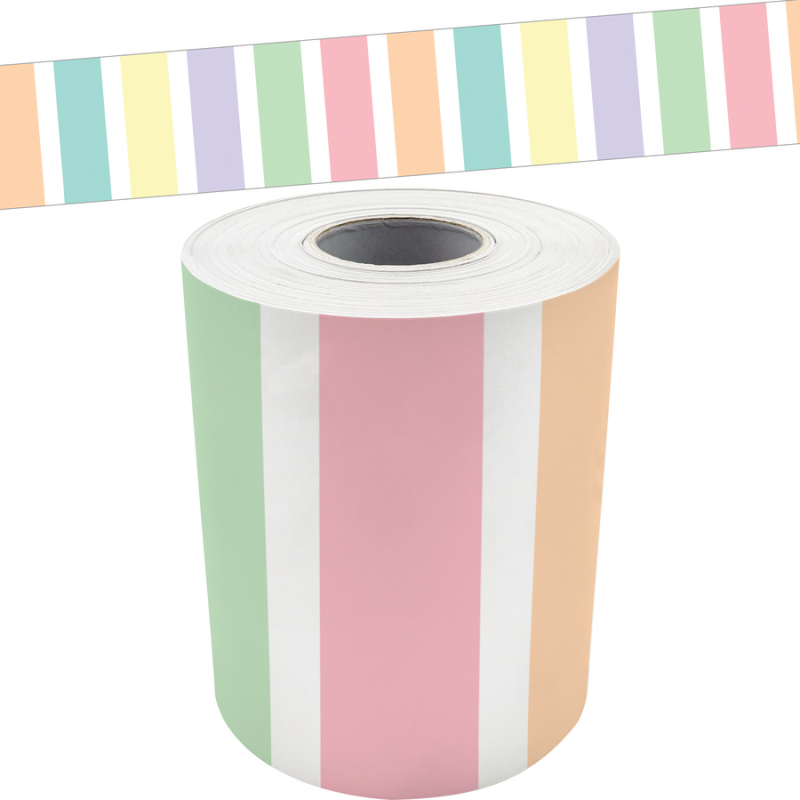 Pastel Pop Stripes Border Roll for Classroom Displays
