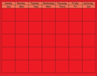 Red Blank Horizontal Calendar