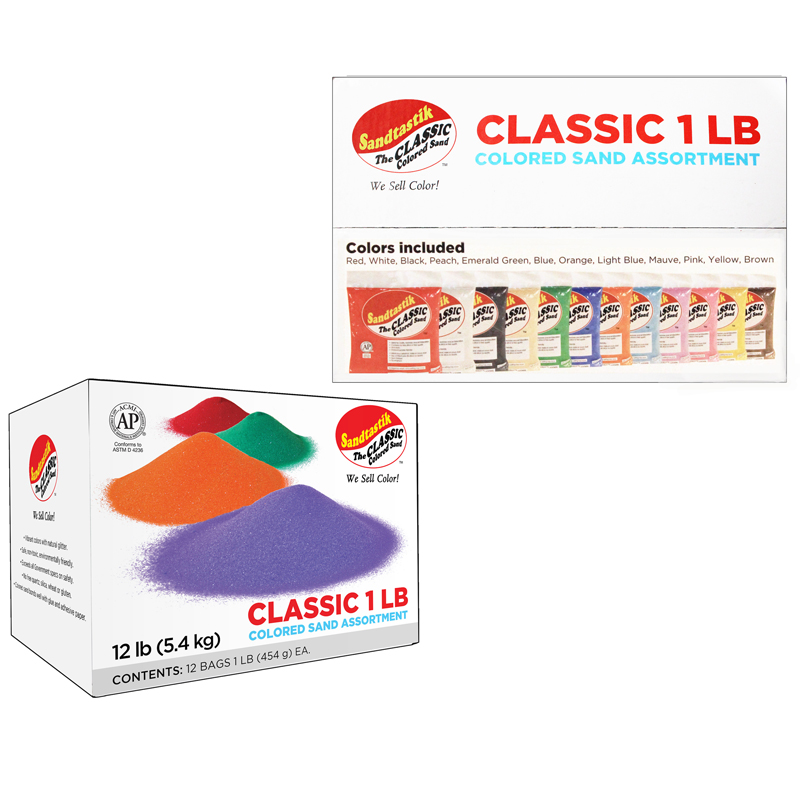 Sandtastik Classic Colored Sand Assortment, PK 12 – Sandtastik