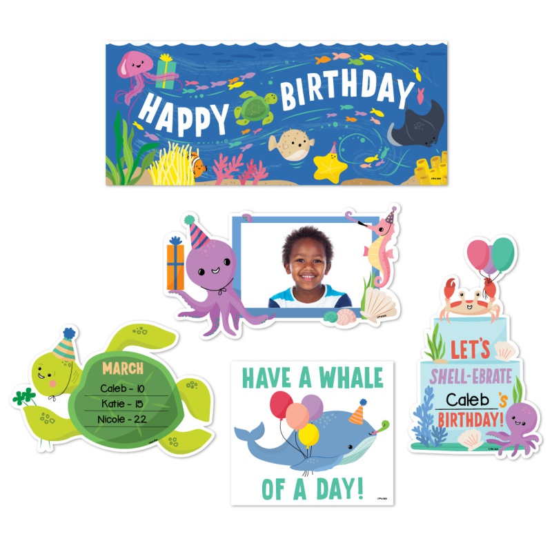 Sea Friends Happy Birthday Mini Bulletin Board - Teaching Resources ...