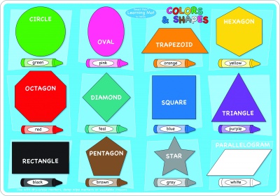 Smart Poly Wipe off Double-Sided Learning Mat, Colors/Shapes