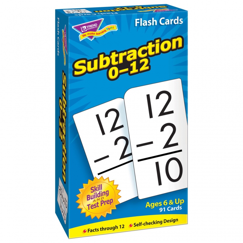 Subtraction 0-12 Flash Cards