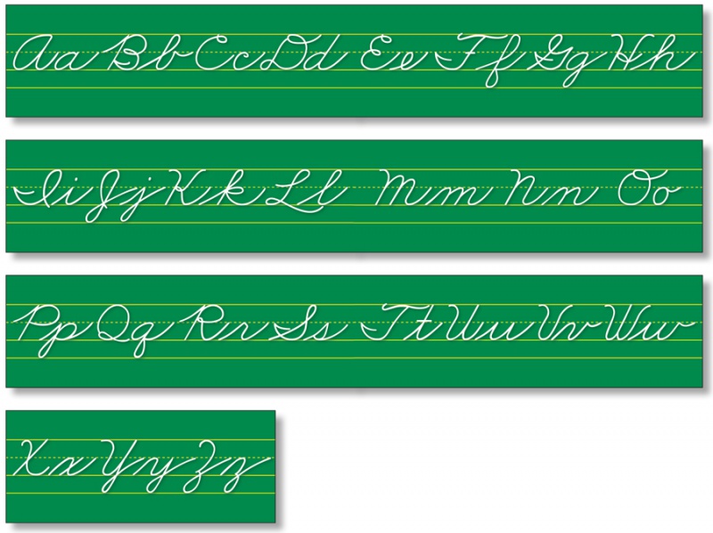 Traditional Cursive Green Alphabet Line