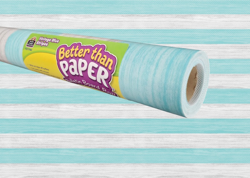 Vintage Blue Stripes Bulletin Board Roll – Teacher Created Resources