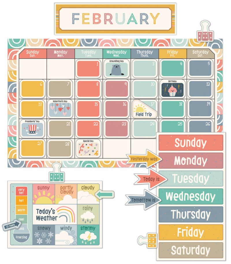 Calendar Bulletin Board Set for Daily Learning | All Grades
