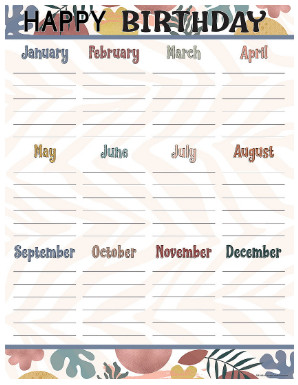 Wonderfully Wild Happy Birthday Chart